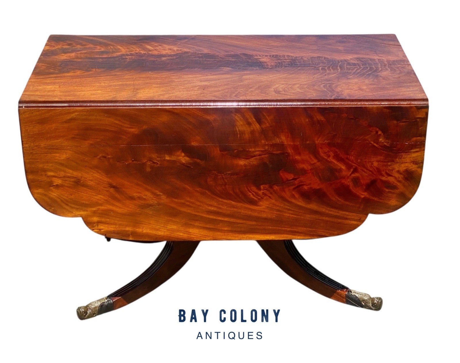 Antique Duncan Phyfe Mahogany Drop Leaf Table With Very Rare Dolphin C ...