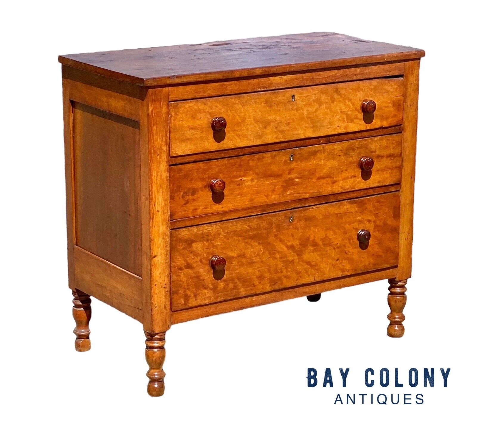 Antique Vermont Cherry Chest Of Drawers / Dresser with Bennington Pott ...