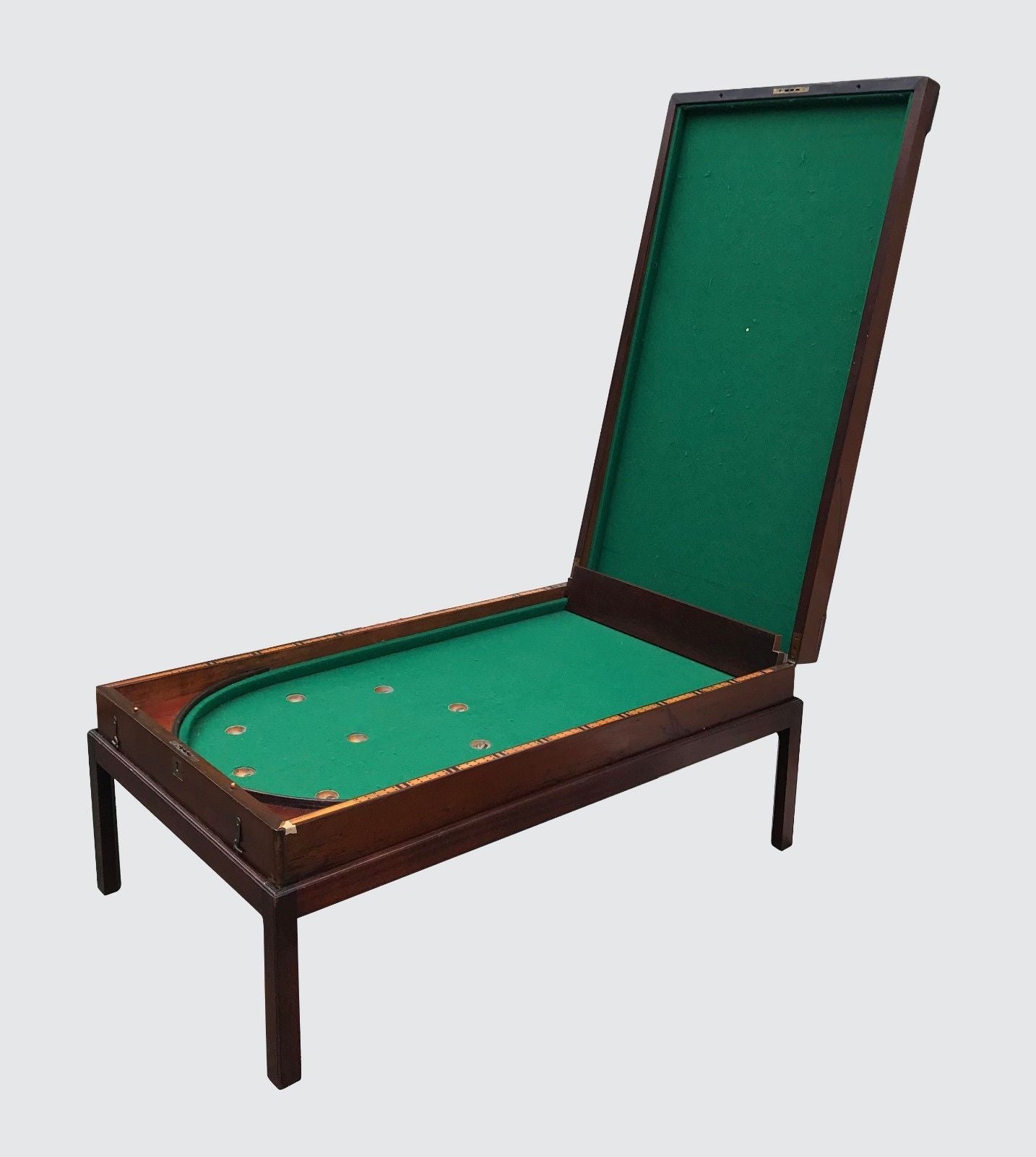 EXCEPTIONAL 19TH C MAHOGANY BAGATELLE PARLOR TABLE GAME ON FITTED FRAM ...